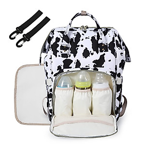 TRENDPLAY Baby Diaper Backpack for toddlers, Stroller Organizer Nappy Bag For Girls, with Insulated Pockets, Cow