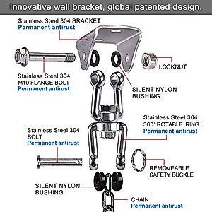SELEWARE Hammock Hanging Kit, Swing Hanger with 39” Chain and Carabiner, 360°Rotation, Indoor & Outdoor Hammock Chair Porch Swing Set Hardware, 2 Screws for Wooden Set, Black