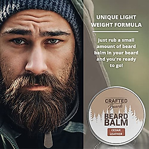 Crafted Beards - Beard Balm - Beard Wax - Mustache Wax - Light Hold - For a Softer, Smoother, Moisturized Beard - Made with All-Natural and Organic Ingredients - Leave in Conditioner (Cedar Leather)