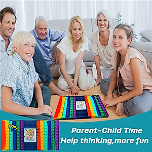 COOPEA Pop it Fidget Game with Dice, Silicone Rainbow Chess Game Board Giant Pops Push Bubble Fidget Sensory Toys for its Parent-Child Time,Jumbo Pop Game for Kids and Adults