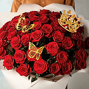 15 Pieces Gold Crown Cake Topper, UBTKEY Mini Crown for Flower Arrangements Bouquets, Small Tiara Crown Cake Topper for Birthday Wedding Party Favors (3 Styles)