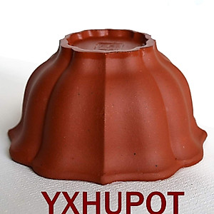 YXHUPOT 4pcs Teacups 2.5oz Chinese Clay Zisha Cup Diamond Flower (Red brown)