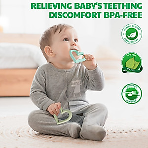 FEISCS Baby Teether Silicone Teething Toys for Babies 6-12 Months 0-6 Months,Baby Chew Toys Teething Relief,Gifts for Baby,BPA-Free