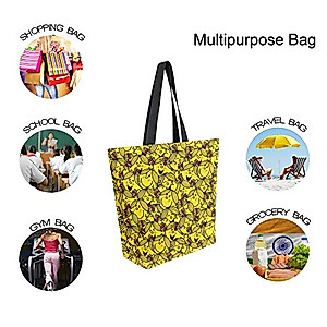 ALAZA Mr. Men and Little Miss Canvas Tote Bag for Women Travel Work Shopping Grocery Top Handle Purses Large Totes Reusable Handbags Cotton Shoulder Bags