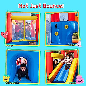 Baralir Inflatable Bounce House with Long Slide & Big Play Pool, Cave & Tunnel Adventure, Endless Indoor/Outdoor Fun of Jumping, Sliding, Climbing, Water Splashing - Surprising Gift for Kids