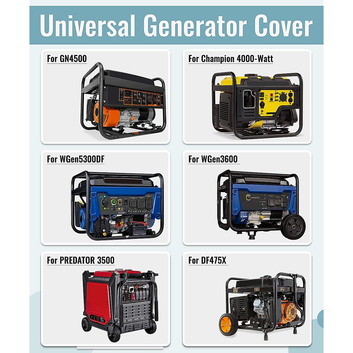 SHINESTAR Universal Generator Cover 26 x 20 x 20 inch - for 3000-5000 Watt Portable Generators, for Westinghouse, Champion, WEN, DuroMax and More, Heavy Duty Waterproof 600D Polyester, Black