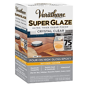Varathane Rust-Oleum Parks Super Glaze, 241352 Ultra Glossy Epoxy Finish and Preservative Kit, Clear 32 Fl Oz