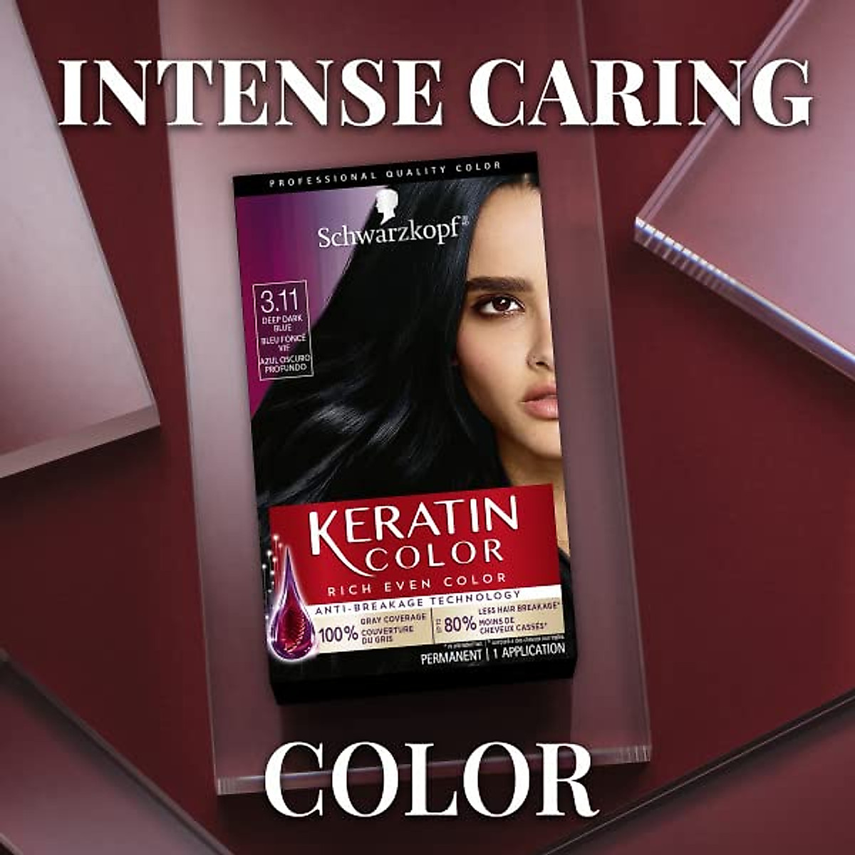 Schwarzkopf Keratin Color Permanent Hair Color Cream, 3.11 Deep Dark Blue