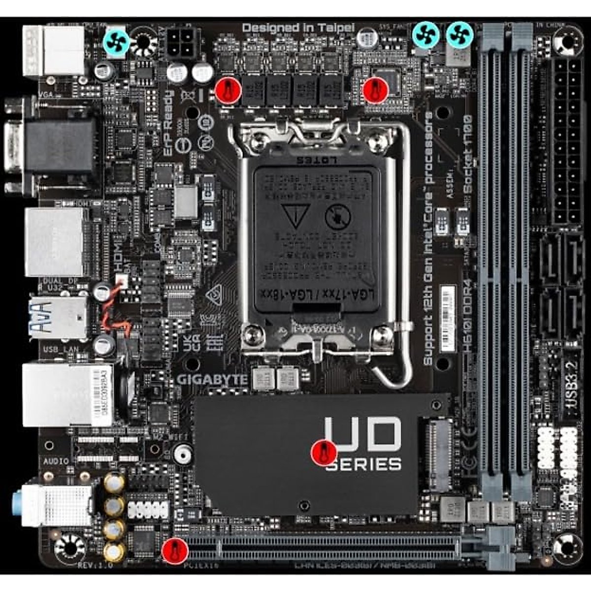 GIGABYTE H610I DDR4 (H610/ Intel LGA 1700/ Mini-ITX/ DDR4/ Single M.2/ PCIe 4.0/ USB 3.2 Gen1/ Intel GbE LAN Chip/Motherboard)