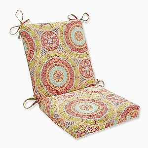 Pillow Perfect 609522 Outdoor/Indoor Delancey Jubilee Square Corner Chair Cushion, 36.5" x 18", Multicolored , Orange