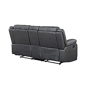 Galaxy Home Furnishings Martin Manual Reclining Loveseat Finished with Faux Leather/Wood in Gray