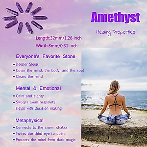 10PCS Amethyst Natural Healing Crystals Stones Sets Polished Tumbled Pocket Gemstones Bulk Hexagonal Points Reiki Energy Balancing Chakra Meditation Therapy Gift