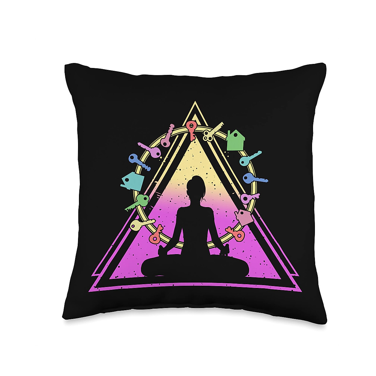 Rent Broker Object Seller Mortgage Business Gift Real Estate Agent Yoga Keys House Property Realtor Apartment Throw Pillow, 16x16, Multicolor