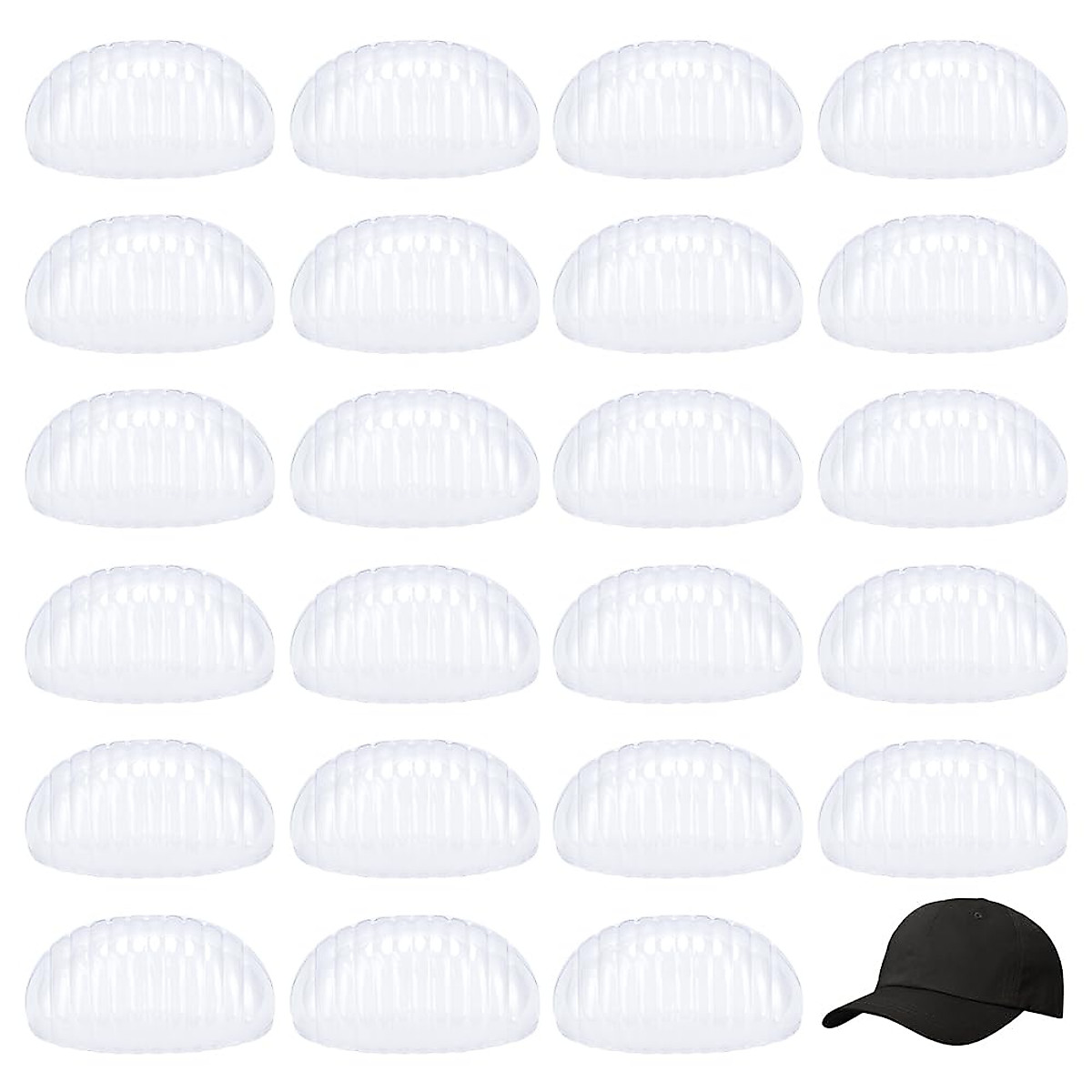FINGERINSPIRE 24pcs Hat Support Pad Holder Clear Plastic Cap Insert Shaper Baseball Hat Support Holder Caps Inner Support Protector Half Hat Stay Hat Shaper for Baseball Cap Golf Hat Storage Supplies