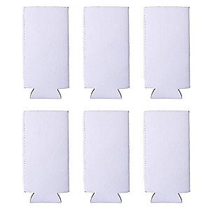 Sublimation Blanks Slim Beer Can Coolers Sleeves,12 oz Neoprene Soft Insulated Reusable Drink Caddies for Water Bottles or Soda, Collapsible Blank DIY Customizable for Parties, Events or Weddings 6pcs