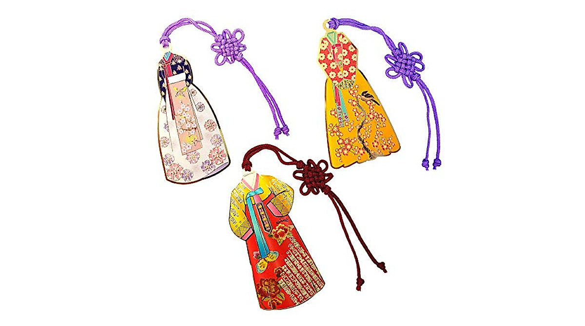 Korean Hanbok Miniature Metal Bookmarks 3-Pack - Elegant Korean Souvenir