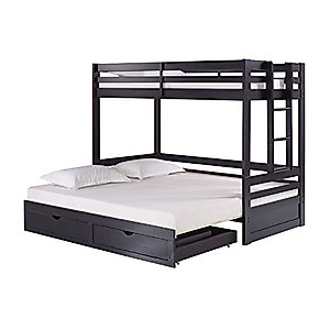 Jasper Twin to King Extending Day Bed with Bunk Bed and Storage Drawers, Espresso