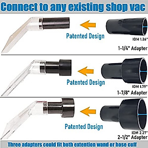 Happy Tree Universal Fits All Shop Vacs Clear Extraction Accessory Nozzle with 1-1/4" &1-7/8" & 2-1/2" Adapters for Auto Detailing, Shop Vac Extractor Attachment for 1-26 Gallon Wet Vacuum Cleaners