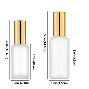 KOIBITO 1.7 Oz Glass Perfume Spray Bottle for Men & Women. Refillable Frosted Glass Atomizer with Aluminum Cap&Pump. Portable Fragrance Bottle for Perfume, Cologne, Moisturizing (2PCS, Gold)