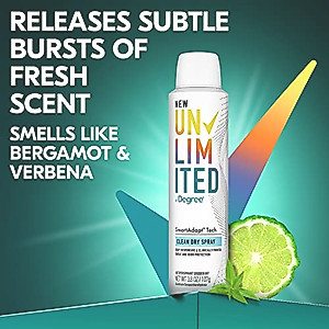 Degree Unlimited Antiperspirant Deodorant Dry Spray Clean 2 Count Long-Lasting Sweat & Odor Protection with Antiperspirant Technology SmartAdapt Tech 3.8 oz