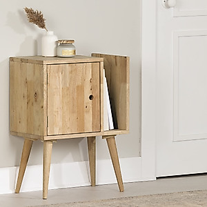 South Shore Kodali Solid End Table with Storage, Natural Wood