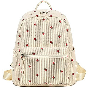 Bluboon Girls Mini Backpack Womens Small Backpack Purse Teens Cute Casual School Bookbag(Corduroy Strawberry)
