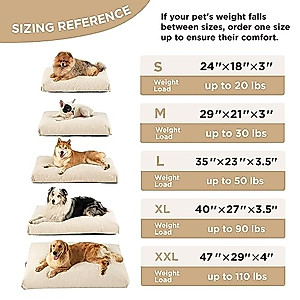 Lesure Dog Bed for Crate - Shredded Chopped Foam Dog Mat for Small Dogs, Pet Mattress with Waterproof Washable Faux Linen Cover, Beige