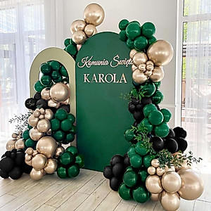 Black Green Gold Balloon Garland Double Stuffed Dark Green Gold Balloons Forest Green Black Balloons Metallic Gold Balloon Arch Kit for Halloween Baby Shower Jungle Birthday Christmas Decorations