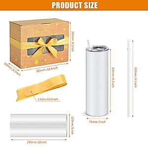 Sublimation Tumblers, KIDJFGG 8pack sublimation tumblers 20 oz skinny Straight with Lids and straws, Sublimation Shrink Wrap, Sublimation Blanks Product Stainless Steel Tumbler for Mug Press, Gift Box