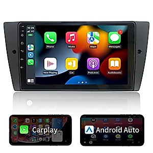 Bruynic 2023 New Version Car Stereo Support Apple CarPlay & Android Auto with GPS,WIFI,Bluetooth,Split Screen Android 12.0 Double Din Car Radio, Compatible with BMW 3 Series 2005-2012(E90/E91/E92/E93)
