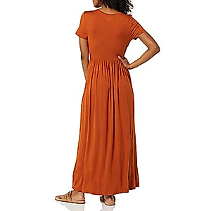 Amazon Essentials Women's Short-Sleeve Waisted Maxi Dress (Available in Plus Size), Terracotta, XX-Large