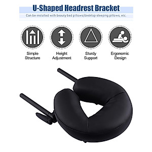 EBANKU Black Universal Adjustable Face Cradle Massage Table Bed, Lightweight Aluminum Face Cradle and Pillow 3" Foam Set