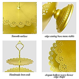 AMIENIV 5 Pieces Cake Stand Set Gold Metal Cupcake Holder Dessert Display Plate Decor Serving Platter for Baby Shower Wedding Birthday Parties Celebration