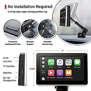 Car and Driver INTELLIDASH with Apple Carplay and Android Auto, 7'' IPS Touchscreen Multimedia Player with Bluetooth, Mirror Link, SiriusXM, Google, Siri Assistant Dash or Windshield Mounted (Wired)