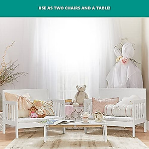 Dream On Me Hudson 3 In 1 Convertible Toddler Bed In White, Greenguard Gold Certified, JPMA Certified, Non Toxic Finishes, Made of Sustainable New Zealand Pinewood