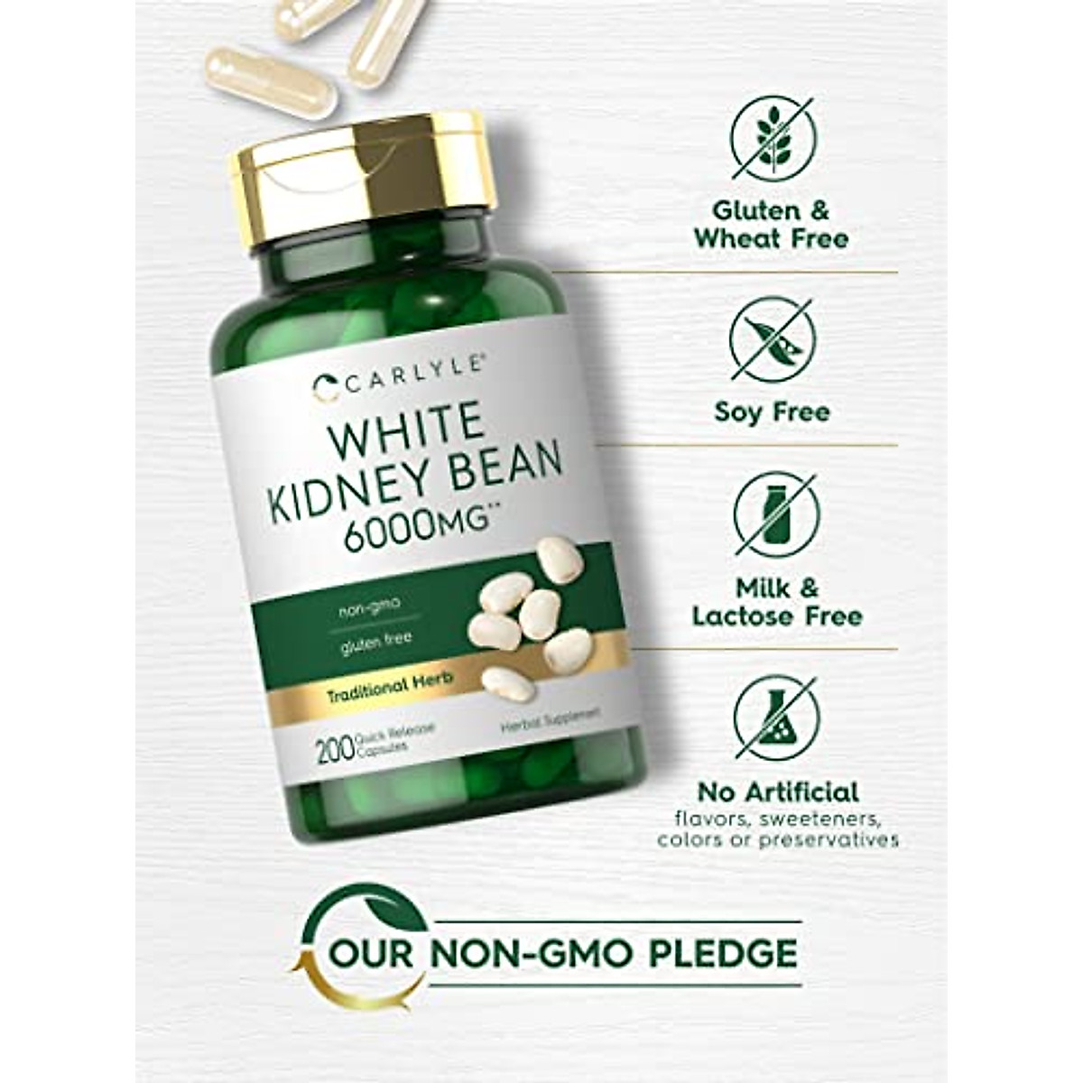 Carlyle White Kidney Bean | 6000mg | 200 Count | Non-GMO & Gluten Free Extract
