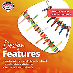 Super Bird Creations SB466 Mini Triangle Teaser Bird Toy, Medium Bird Size, 16" x 3" x 2"