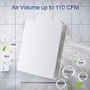 Fanspex 6” Bathroom Exhaust Fan With Front Panel, Bathroom Vent Fan for Window or Wall Mount, 1.0 Sones Quiet, 110 CFM, 17W Low Consumption, 5 Ft Long Cord with On/off Button