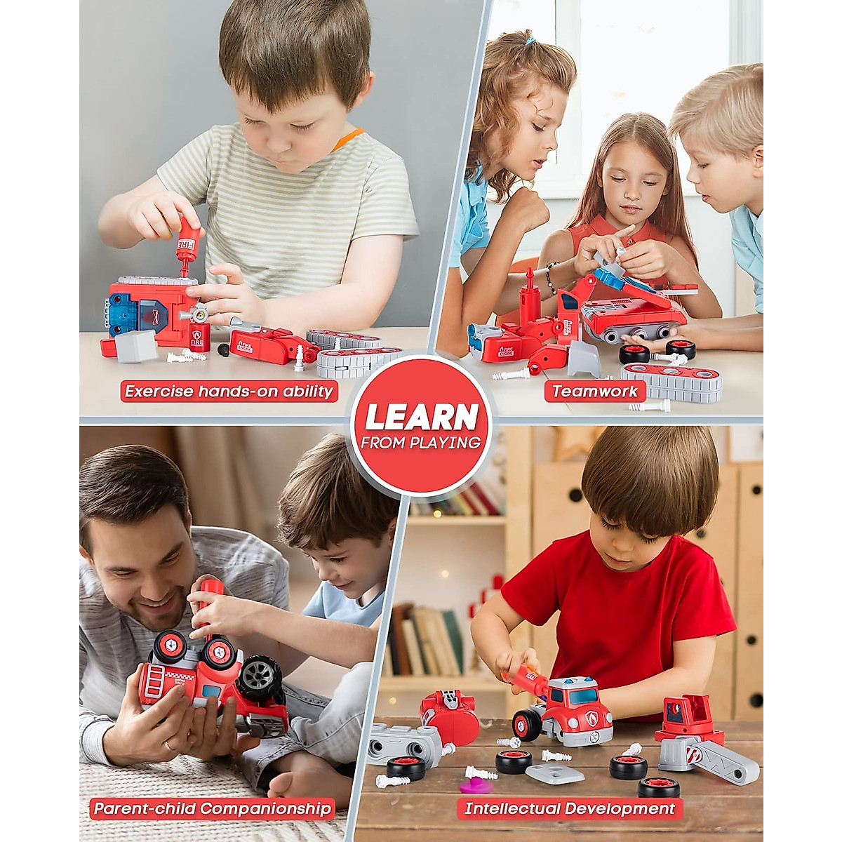 BROADREAM Toys for 3 4 5 6 7 8 Years Old Boys, Take Apart Robot Construction Vehicles Transform Robot Toys Cars for Kids, Birthday Trucks Gifts Toys for Toddlers, 5 in 1