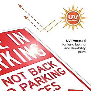 Nose In Parking Do Not Back Into Parking Spaces With Bidirectional Arrow Sign, 10x14 Inches, Rust Free .040 Aluminum, Fade Resistant, Made in USA by Sigo Signs