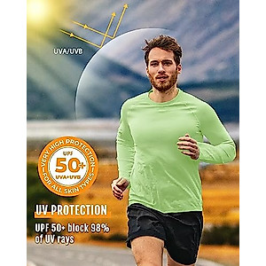 Boladeci Swim Shirts for Men UPF 50+ Sun Protection UV Shirts Long Sleeve Summer Clothing SPF Beach Swimming Tee Tops Rash Guard Light Green 2XL