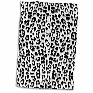 3D Rose Snow Leopard Animal Print Towel, 15" x 22", Multicolor