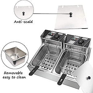 Deep Fryer with Basket, Fry Daddy, Fryers with Baskets, Countertop Stainless Steel, French Fries Fryer, for Commercial Restaurant, Fast Food Restaurant (12L)
