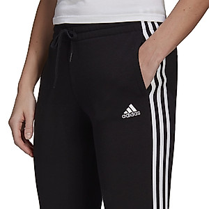 adidas Women's Essentials Fleece Tapered Cuff Pants, Black/White, Medium