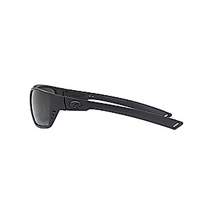 Costa Del Mar Men's Whitetip Polarized Rectangular Sunglasses, Blackout/Grey Polarized-580P, 58 mm