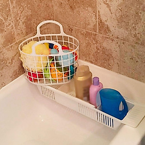 Bathtub Shelf, AntiRust PP Retractable Multifunctional Bathtub Caddy Tray, Adjustable Proof Bathroom for Bathtub Shampoo