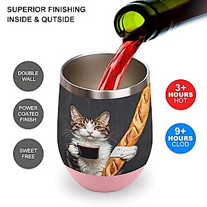 OPTKSNCU 304 Stainless Steel Insulated Cup with Lid, Cat Holding Something Print Durable, And Easy to Clean – Ideal for Home, Office, And Gift Giving