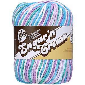 Lily Sugar'n Cream Super Size Ombres Yarn, 3 oz, Beach Ball Blue, 1 Ball