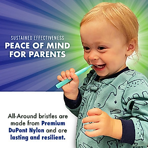 Brilliant Oral Care Baby Toothbrush with Soft Bristles and Round Head, for a Toddler Approved, Easy to Use All-Around Clean Mouth, Ages 0-2 Years, Blue, 1 Pack