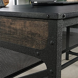Sauder Foundry Road Engineered Wood/Metal 60x30 Table Desk in Carbon Oak